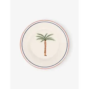 ANNA + NINA Palm Tree Earthenware Breakfast Plate - Multicoloured