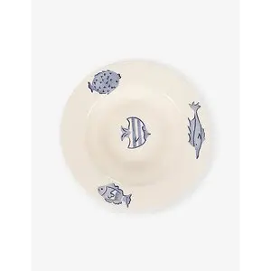 ANNA + NINA More Fish In The Sea Earthenware Serving Pasta Plate - Blue