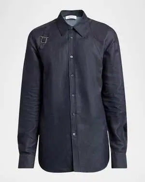 Alexander McQueen T-bar Harness Denim Shirt - Indigo