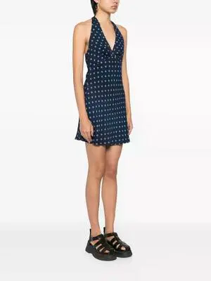 REFORMATION Delanie Halterneck Dress - Blue