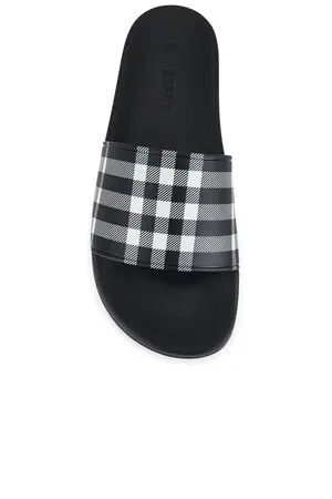 Burberry Furley Check Slides - Black & Calico Check