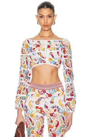 Etro Long Sleeve Cropped Top