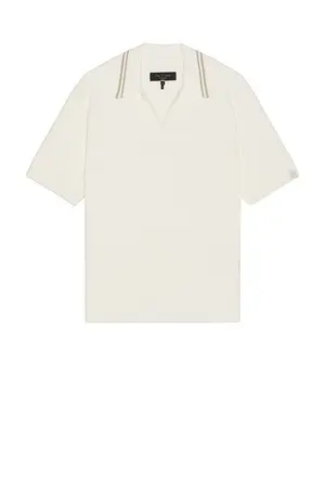 Rag & Bone Rib Johnny Polo In Grey - Ivory