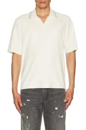 Rag & Bone Rib Johnny Polo In Grey - Ivory