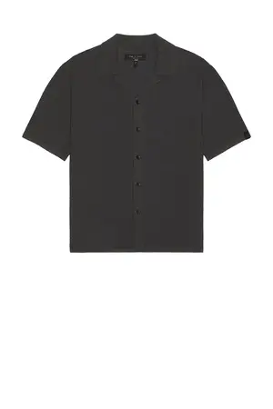Rag & Bone Zig-zag Avery Short Sleeve Shirt In Grey - Dark Grey