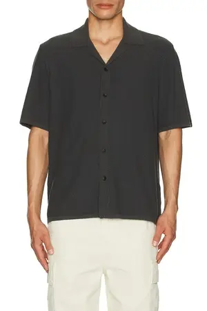 Rag & Bone Zig-zag Avery Short Sleeve Shirt In Grey - Dark Grey
