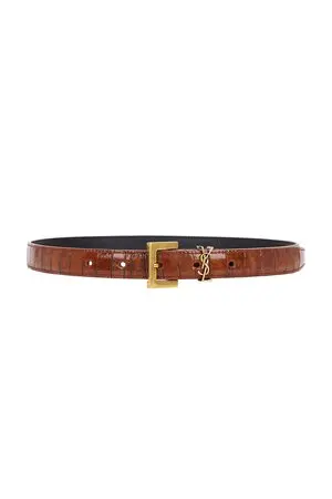 Saint Laurent Fine Ceinture Passant Cassandre Belt - Vegetal Brown
