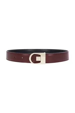 Saint Laurent Ceinture Reversible Belt - Black & Red Tan