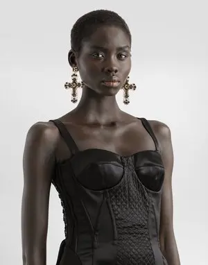 Dolce & Gabbana Strapless Satin Dress With Corset