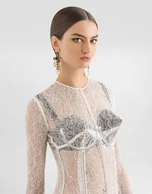 Dolce & Gabbana Lace Dress With Corset Detailing