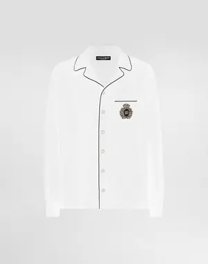 Dolce & Gabbana Linen Vanity Shirt With Heraldic Emblem - White