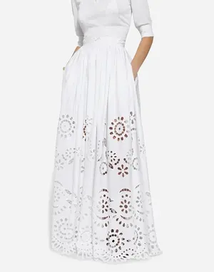 Dolce & Gabbana Long Cotton Circle Skirt With Cut-out Detailing