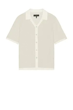 Rag & Bone Zig-zag Avery Short Sleeve Shirt - Ivory
