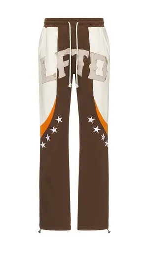 LIFTED ANCHORS Star Sweatpant In White - White & Brown