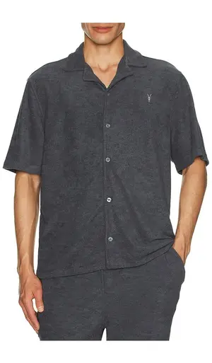 ALLSAINTS Felix Button Down Shirt In Navy