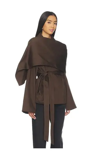 EAVES Yuna Crop Trench Coat - Espresso