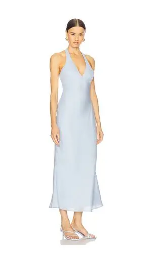 Bardot Halter Midi Dress - Soft Blue