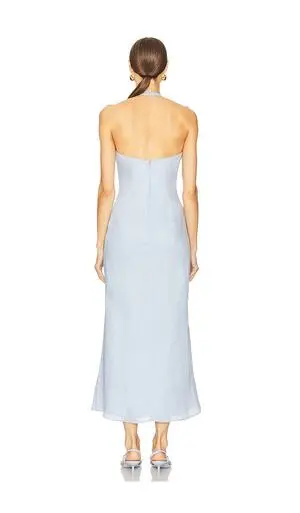 Bardot Halter Midi Dress - Soft Blue