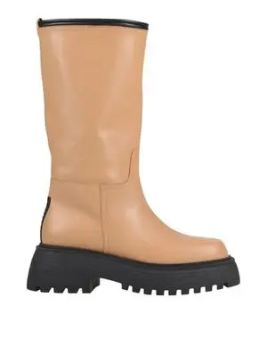 3JUIN Chunky Leather Boots - Beige