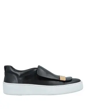 SERGIO ROSSI Leather Sneakers With Appliqués - Black