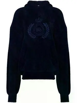Balenciaga Embroidered Bb Logo Fleece Hoodie