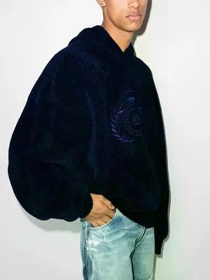 Balenciaga Embroidered Bb Logo Fleece Hoodie