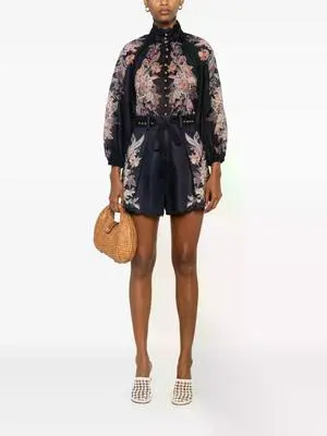 Zimmermann Rhiannon Scalloped Hem Shorts - Blue
