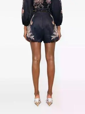 Zimmermann Rhiannon Scalloped Hem Shorts - Blue