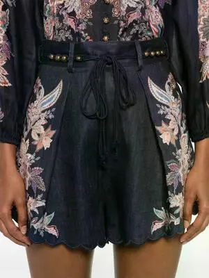 Zimmermann Rhiannon Scalloped Hem Shorts - Blue