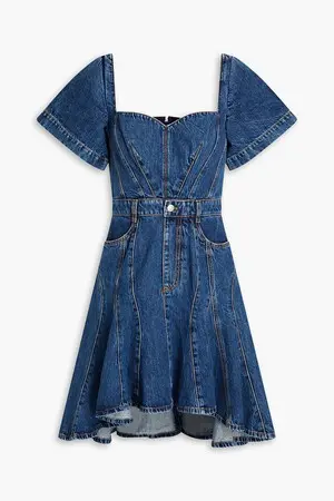 Alexander McQueen Asymmetric Denim Mini Dress