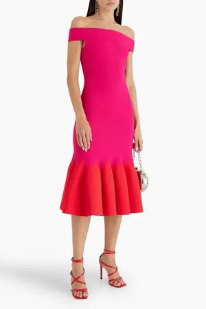 Alexander McQueen Off-the-shoulder Pointelle-knit Midi Dress
