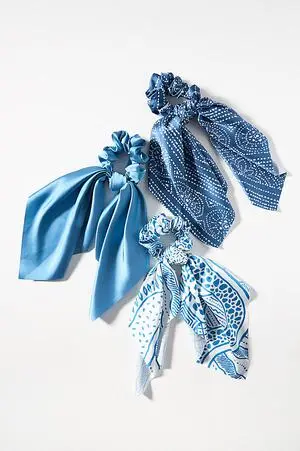 New?Anthropologie - Face Patterned Hair Scarf Scrunchies, Set of 4 Scarf Hair Scrunchie | Anthropologie main image 3