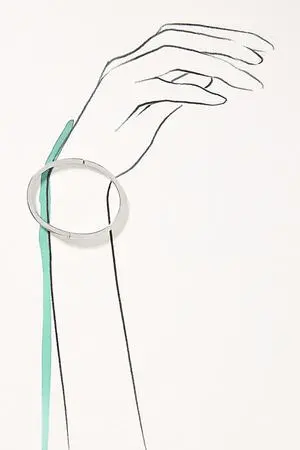 Nadri Half Pavé Crystal Hinged Oval Bangle Bracelet - Silver