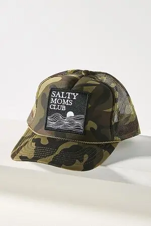 FRIDAY FEELIN Salty Moms Club Trucker Hat Green Pattern