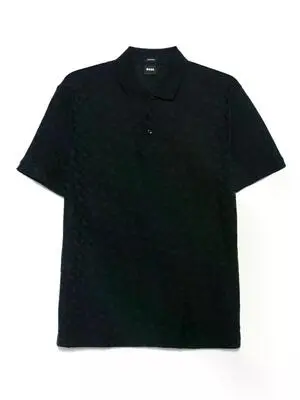 BOSS Patterned-jacquard Polo Shirt - Blue