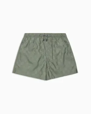 Giorgio Armani Monogram Swim Trunks - Green