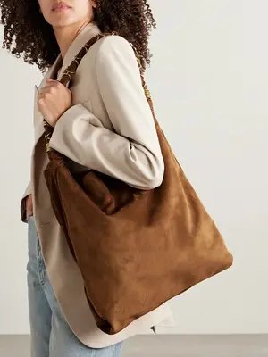 Saint Laurent Amalia Medium Suede Tote - Brown