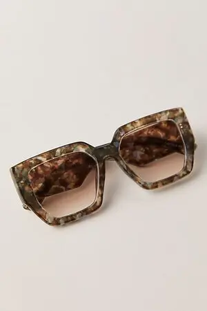 Free People Bel Air Oversized Square Sunglasses - Camo