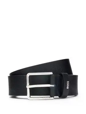 BOSS Textured Leather Belt - Black
