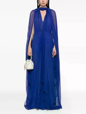 Alberta Ferretti Cape-insert Maxi Dress