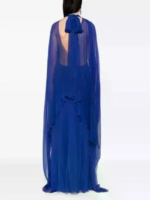 Alberta Ferretti Cape-insert Maxi Dress