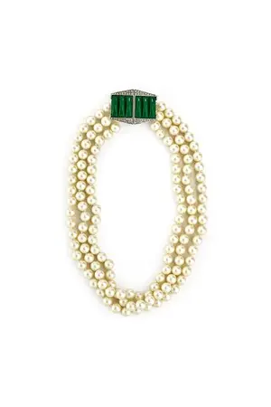 KENNETH JAY LANE Pearl & Jade Necklace - Lime