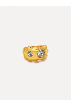 Oscar De La Renta Textured Metal Crystal Ring