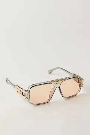 Free People Oversized Aviator Sunglasses - Chambray With Peach Lens
