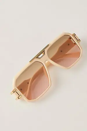 Free People Oversized Aviator Sunglasses - Cream With Dusty Lens