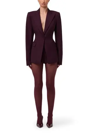 Naked Wardrobe One-button Blazer - Dark Plum
