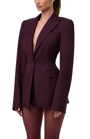 Naked Wardrobe One-button Blazer - Dark Plum