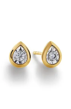 Monica Vinader Lab Grown Diamond Pear Stud Earrings - 18ct Gold Vermeil / Lab Dia