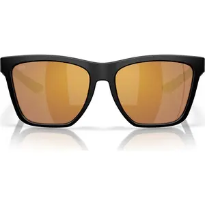 COSTA DEL MAR 57mm Polarized Mirrored Rectangular Sunglasses - Matte Black/ Gold Mirror 580g