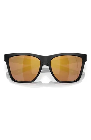 COSTA DEL MAR 57mm Polarized Mirrored Rectangular Sunglasses - Matte Black/ Gold Mirror 580g